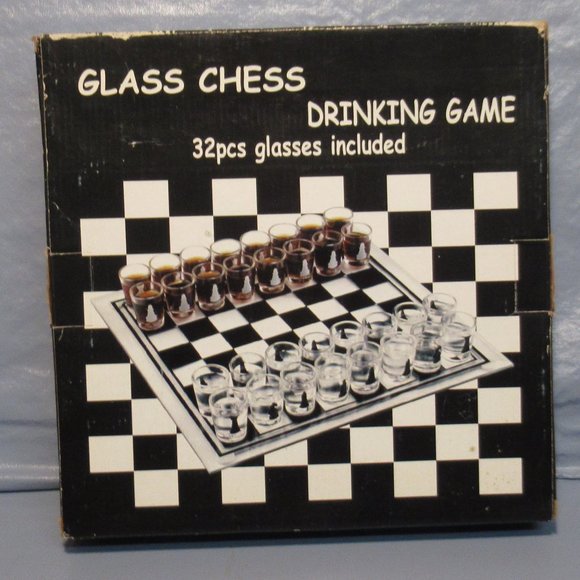 unknown | Games | 32piece Glass Chess Set With Drinking Shot Glasses ...